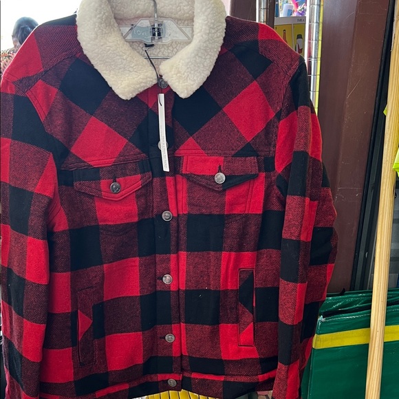 Love Tree | Jackets & Coats | Love Tree Red And Black Plaid Teddy ...